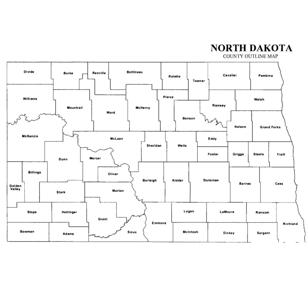 North Dakota County Map – Jigsaw-Genealogy