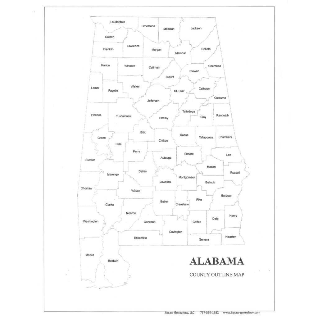 Counties of alabama on a map